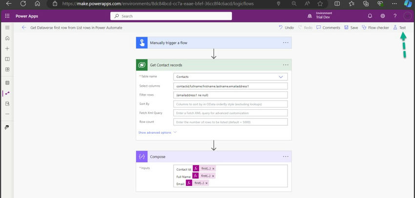 Get First Row from Dataverse Table in Power Automate Get First Row from Dataverse Table in Power Automate