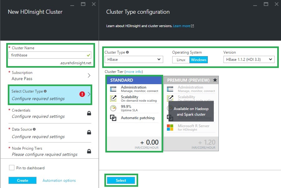 Getting Started With Azure HDInsight: Create HBase Cluster - Part One
