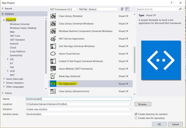 Getting Started With Bots Using Visual Studio 2017