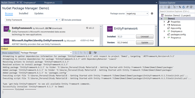 Getting Started With Entity Framework