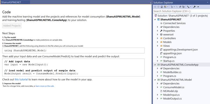 Getting Started with ML.NET Model Builder for Using in ASP.NET Core