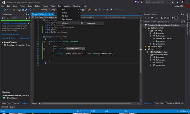 Getting Started With .NET Core With Windows And Visual Studio 2015 - Part Two