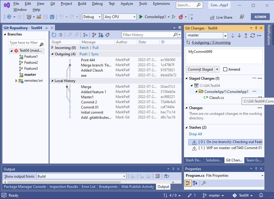 Git - Comparing Visual Studio 2022 With MeGit/EGit And SourceTree