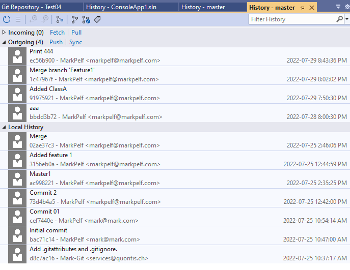 Git - Comparing Visual Studio 2022 With MeGit/EGit And SourceTree
