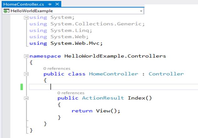 Hello World Program In ASP.NET MVC