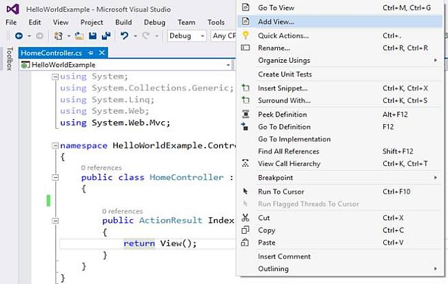 Hello World Program In ASP.NET MVC