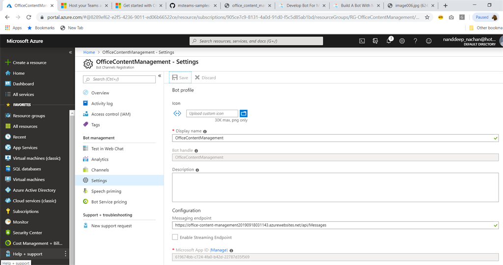 Host Bot In Azure For MS Teams Host Bot In Azure For MS Teams