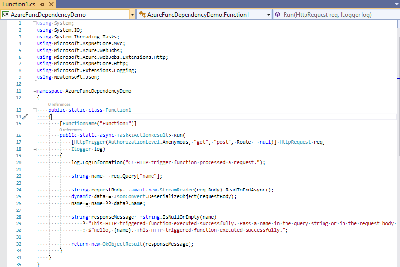 How To integrate Dependency Injection In Azure Functions