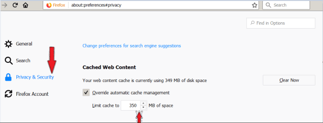 How To Change HTTP Browser Cache Size