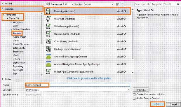 How To Check NetworkInfo In Xamarin Android App Using Visual Studio 2015