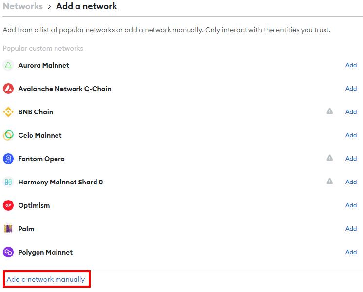 How to connect metamask with different blockchain networks?