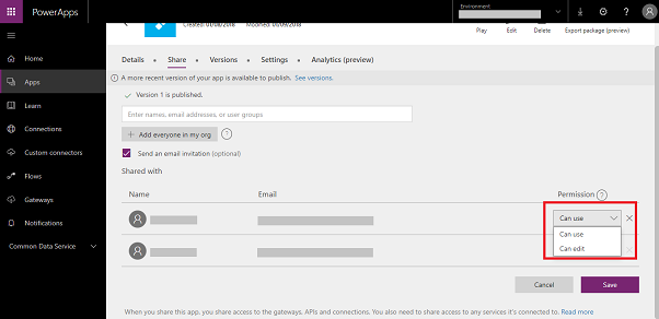 How To Control The Level Of Permissions On Your PowerApps While Sharing