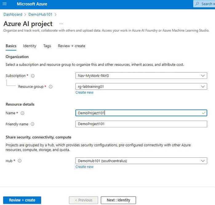How to Create a Hub and Project on Azure AI Foundry
