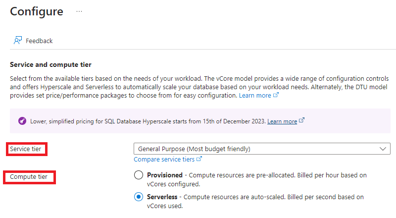 How to create a Microsoft Azure SQL Database in serverless compute tier ...