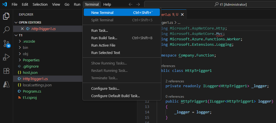 How to create an Azure Function by using Visual Studio Code?