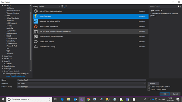How To Create An HTTP Trigger Azure Function App Using Visual Studio 2017