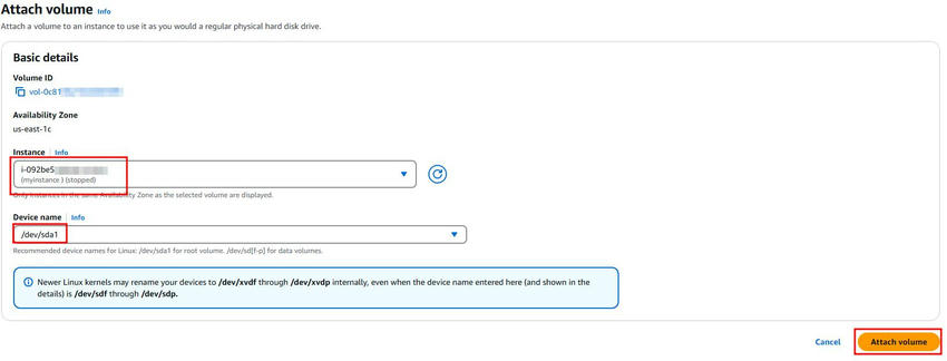 How to Create and Attach an Amazon EBS Volume to an EC2 Instance