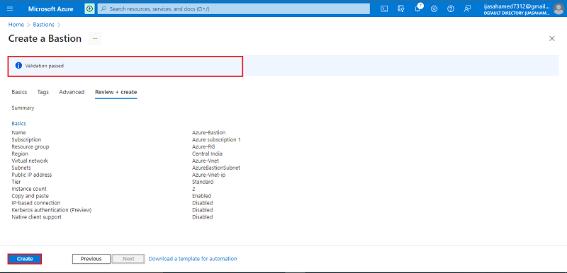 How To create Azure bastion to connect the virtual machine