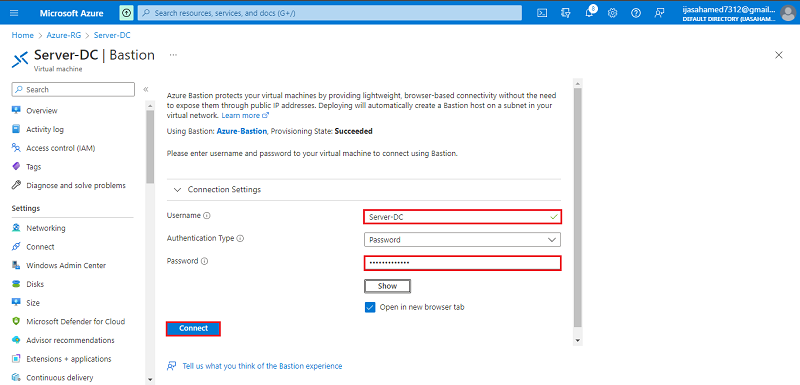 How To create Azure bastion to connect the virtual machine