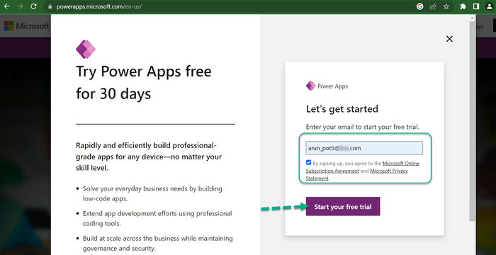 How To Create Microsoft Power Apps 30 Days Online Trial Version And An Environment