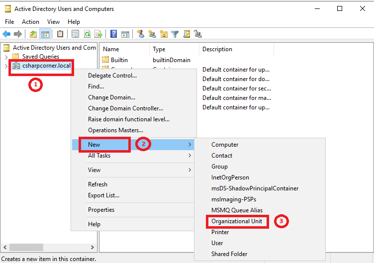 How to Create OU and Users Create in Server