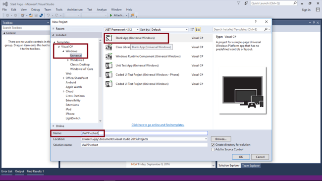 How To Create PieChart In Universal Application Development With XAML And C#