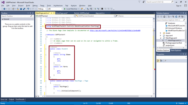 How To Create PieChart In Universal Application Development With XAML And C#