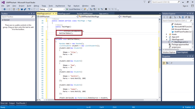 How To Create PieChart In Universal Application Development With XAML And C#