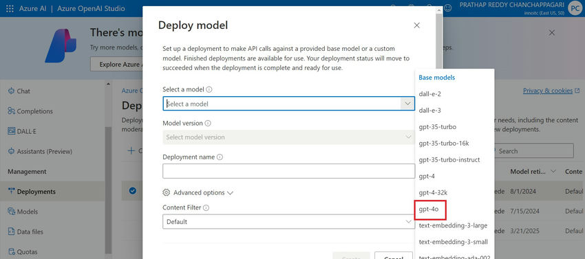 How to Enable the GPT-4o in Azure OpenAI