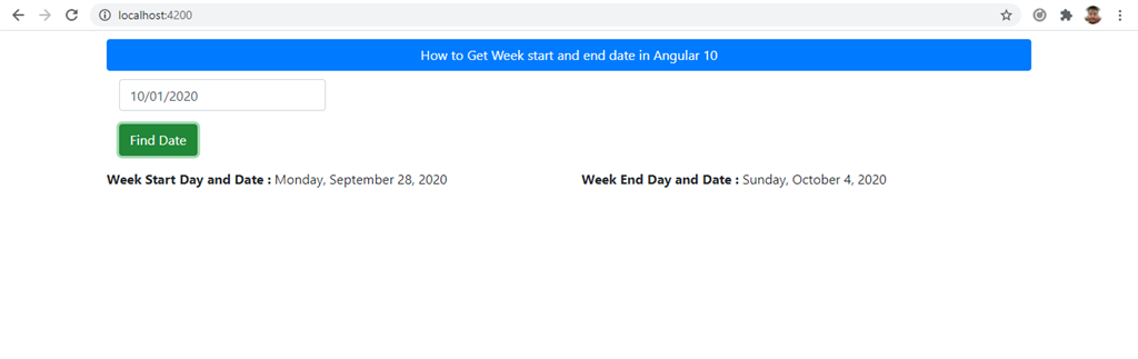 How To Get Start And End Date Of Week Using Angular 10