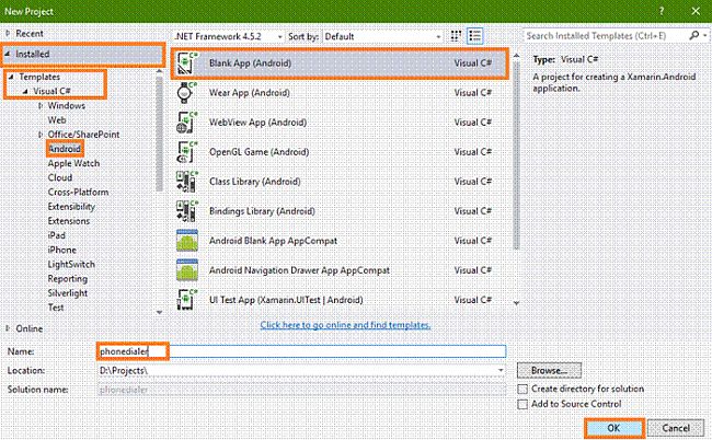 How To Make A Phone Dialer Use An Intent In Xamarin Android App Using Visual Studio 2015