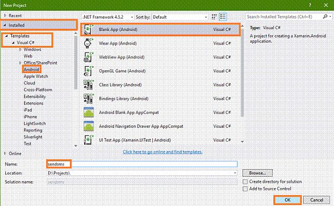 How To Send SMS Message Using SMS Manager Or An Intent In Xamarin Android App Using Visual ...