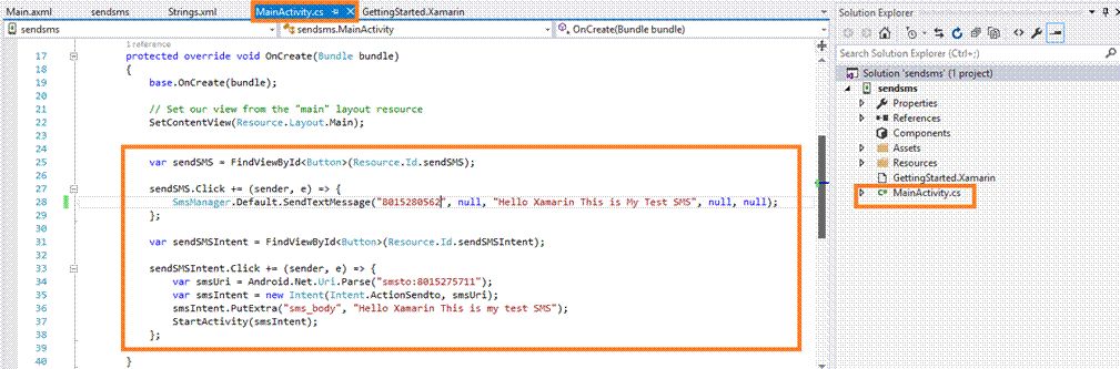 How To Send SMS Message Using SMS Manager Or An Intent In Xamarin Android App Using Visual ...