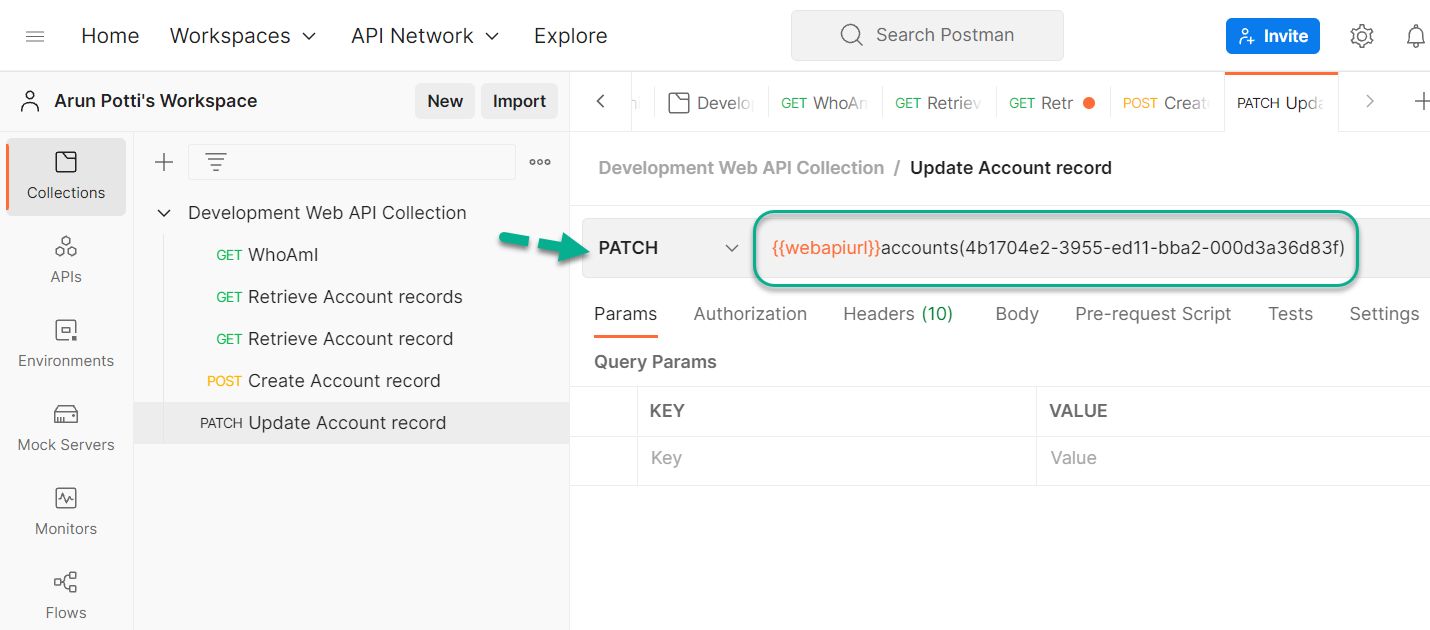 How To Update The Table Row Values In A Dataverse Environment From Postman