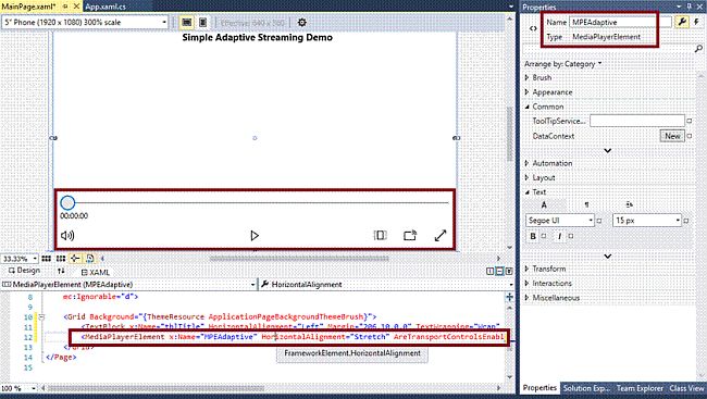 How To Use A Simple Adaptive Streaming URL In UWP With XAML And C#