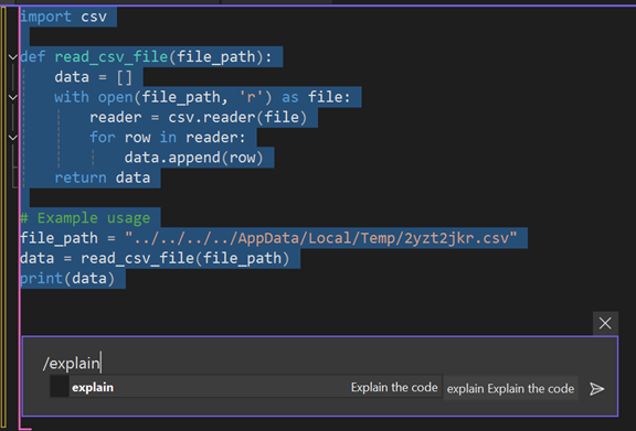 How to Use Copilot Slash Commands in Visual Studio