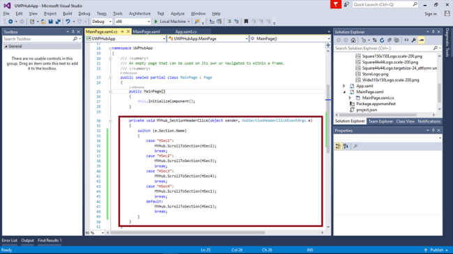 How To Use Hub Control In Universal Application Development With Xaml