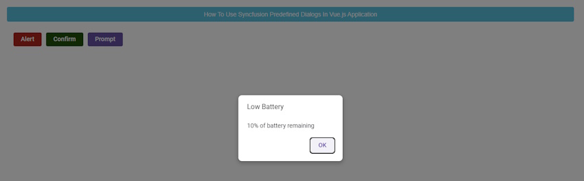 How To Use Syncfusion Predefined Dialogs In Vuejs Application