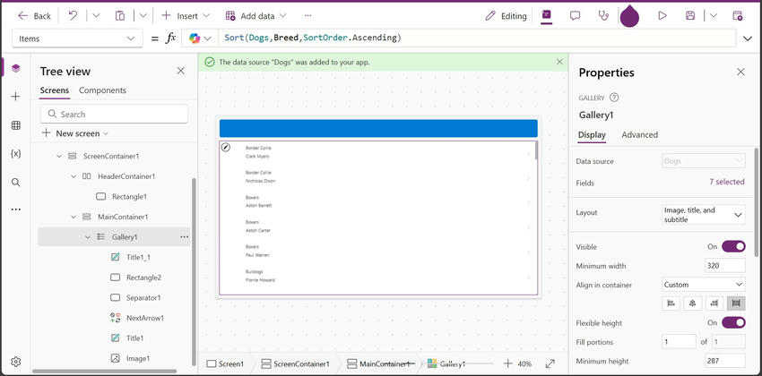 How to Use the Sort Function in Power Apps with Dynamic Column Values from a SharePoint List