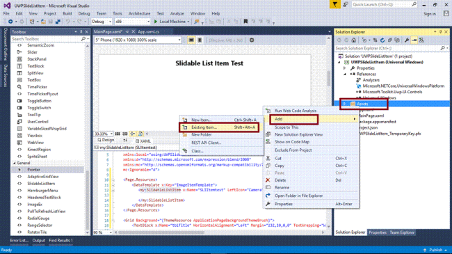 Slideable ListItem Control Using Images In UWP