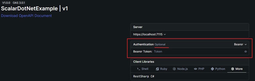 Implement Scalar UI in .NET API with Authorization Option