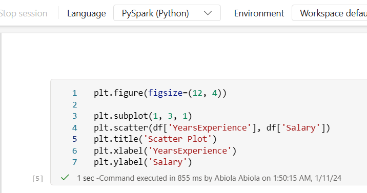 Implementing Simple Linear Regression Model in Fabric Notebook