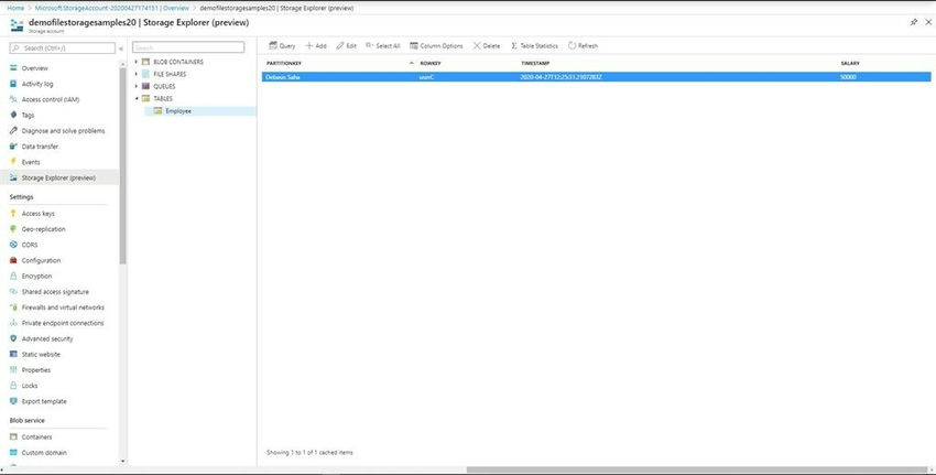 Insert Data Into Azure Table Storage Using ASP.NET Core Application