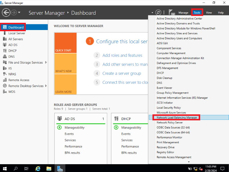Install and Configure Network Load Balancing Manager in Server