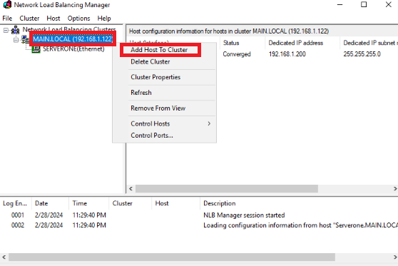 Install and Configure Network Load Balancing Manager in Server