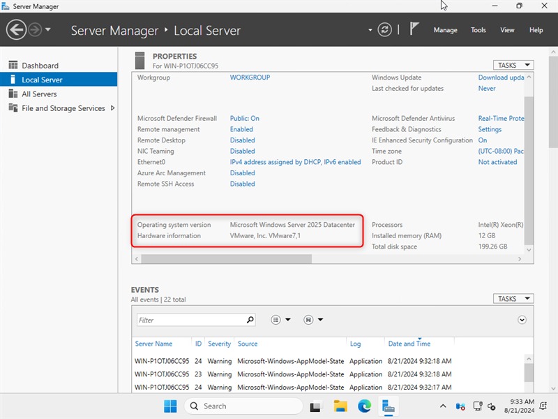 Intalling Windows Server 2025 Preview on VMware ESXi