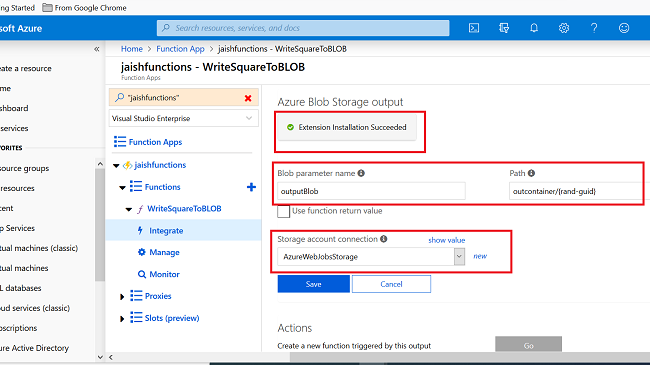 Integrate Nodejs Azure Functions With Blob Storage