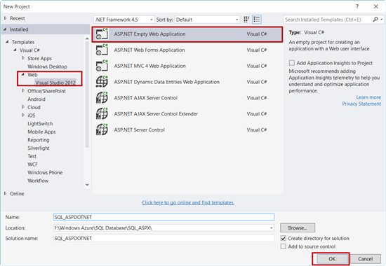 Integrate Azure SQL Database With .NET Website