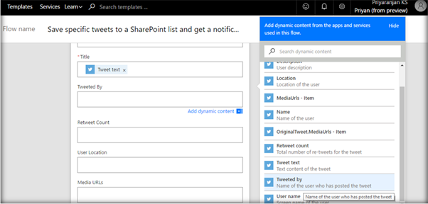 Integrate Twitter Feeds With SharePoint List Using Microsoft Flow