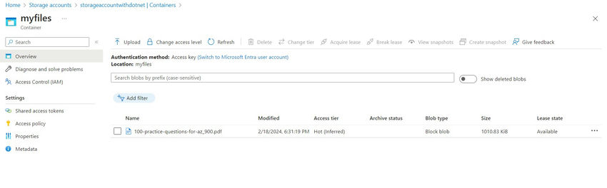 Integrating Azure Blob Storage with .NET